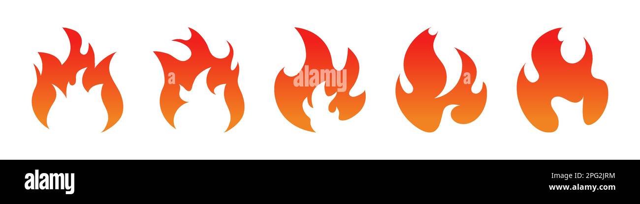 Fire flames. Fire icon set. Fire symbols. Vector illustration Stock ...