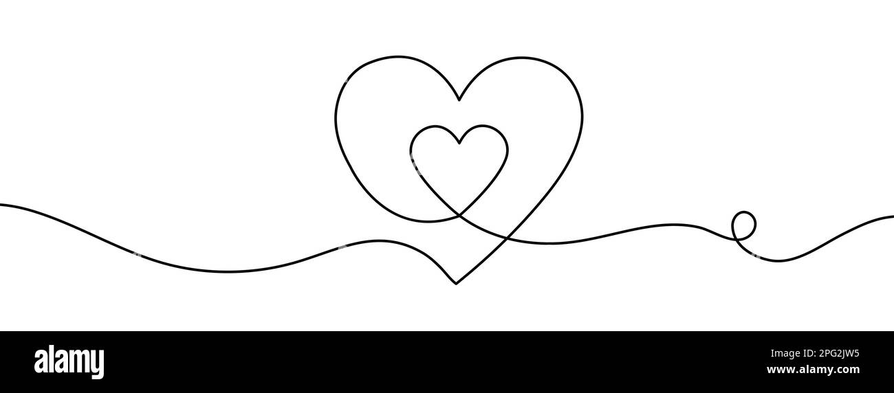 Heart. Abstract love symbol. Continuous line art drawing vector ...