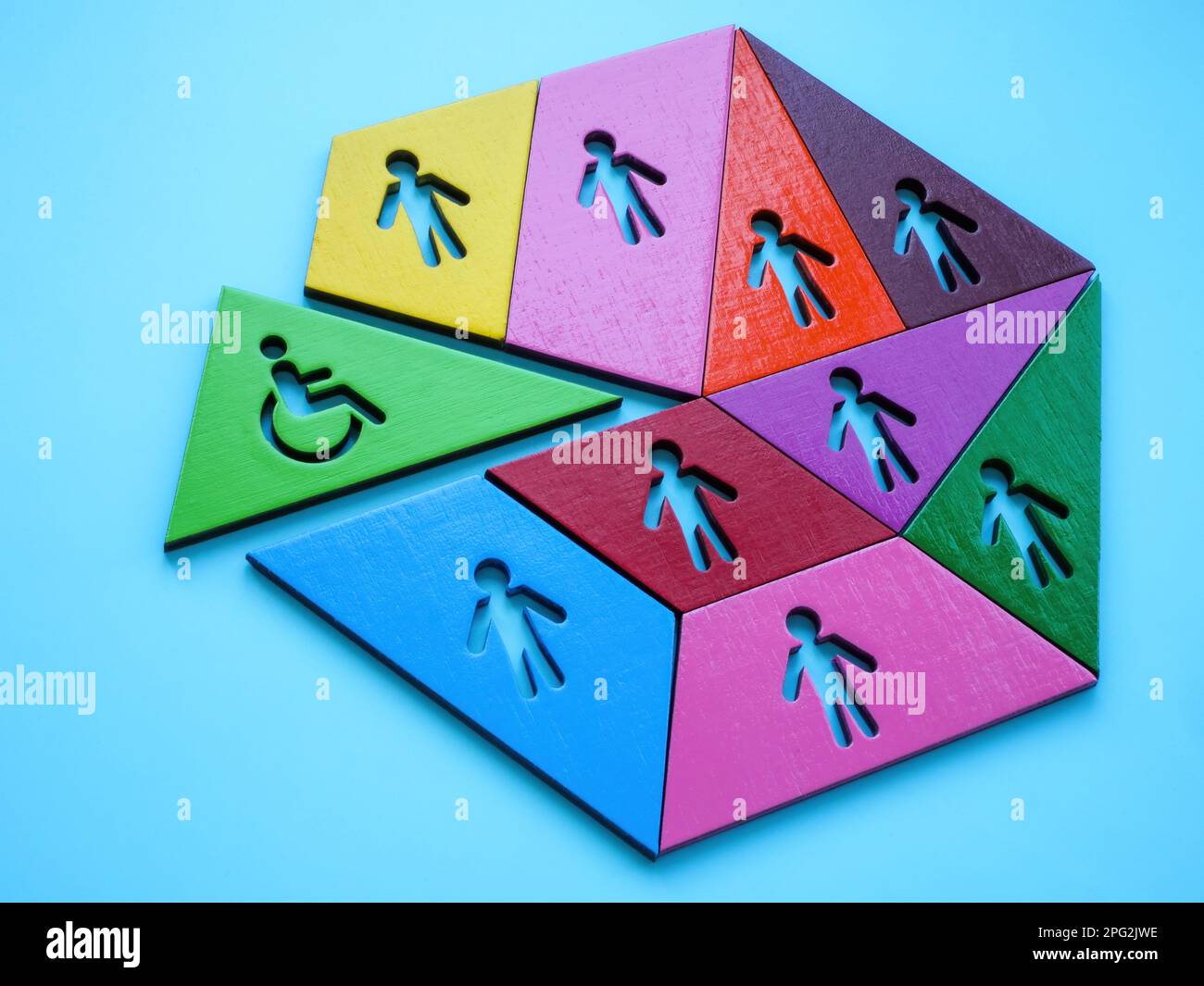 Social inclusion concept. Puzzle consisting of colored parts with ...