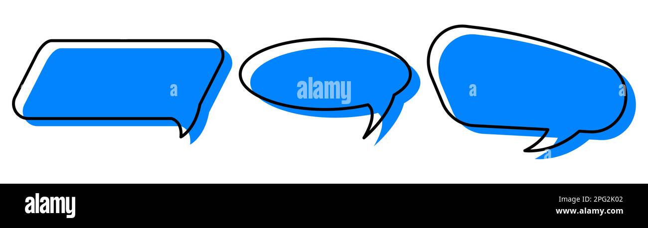 Set of blue Chat Message Bubbles Vector Icon. Communication icons. Talk ...