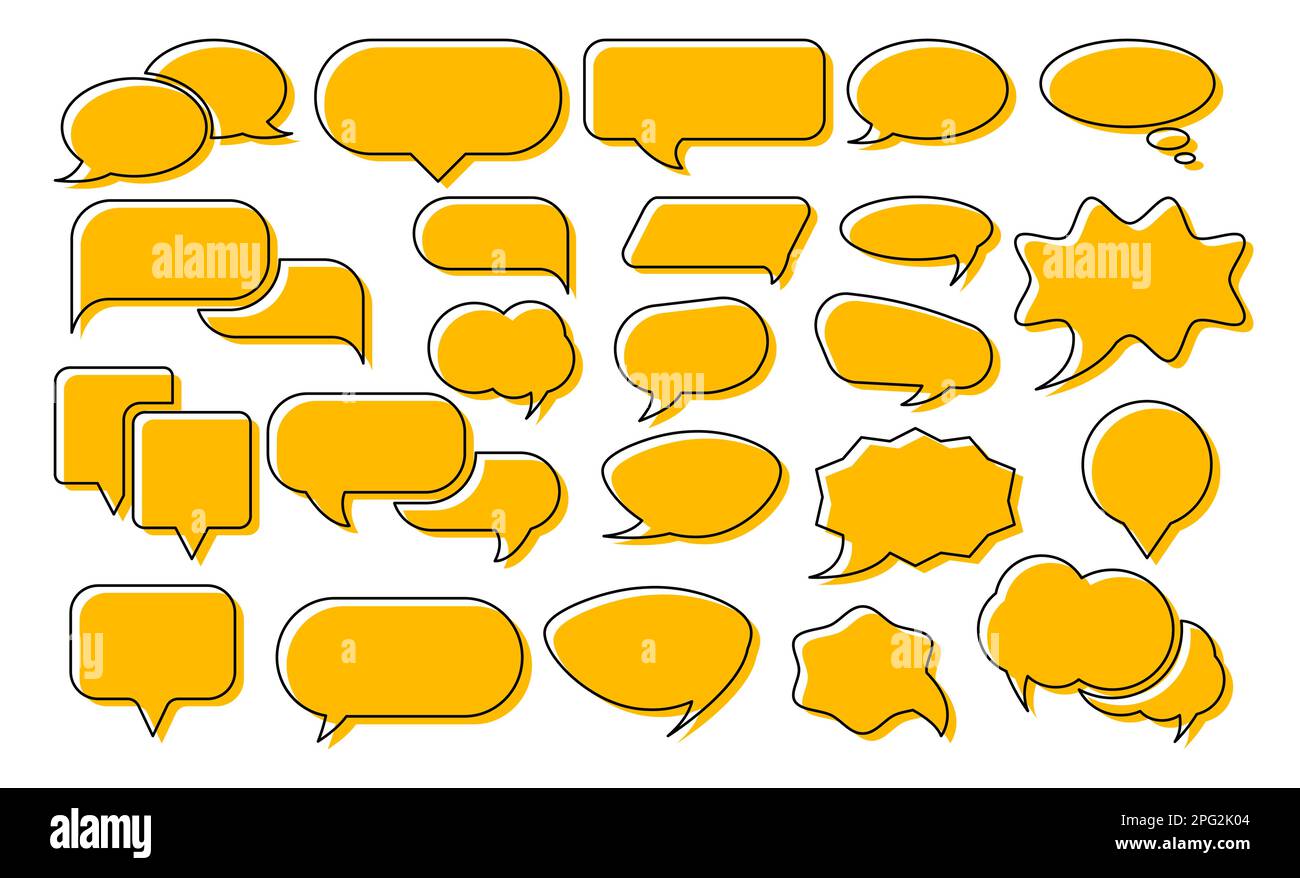 Set of yellow Chat Message Bubbles Vector Icon. Communication icons ...