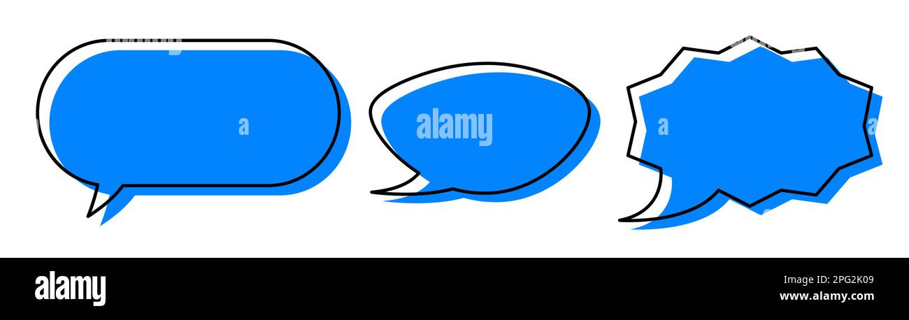 Set of blue Chat Message Bubbles Vector Icon. Communication icons. Talk ...