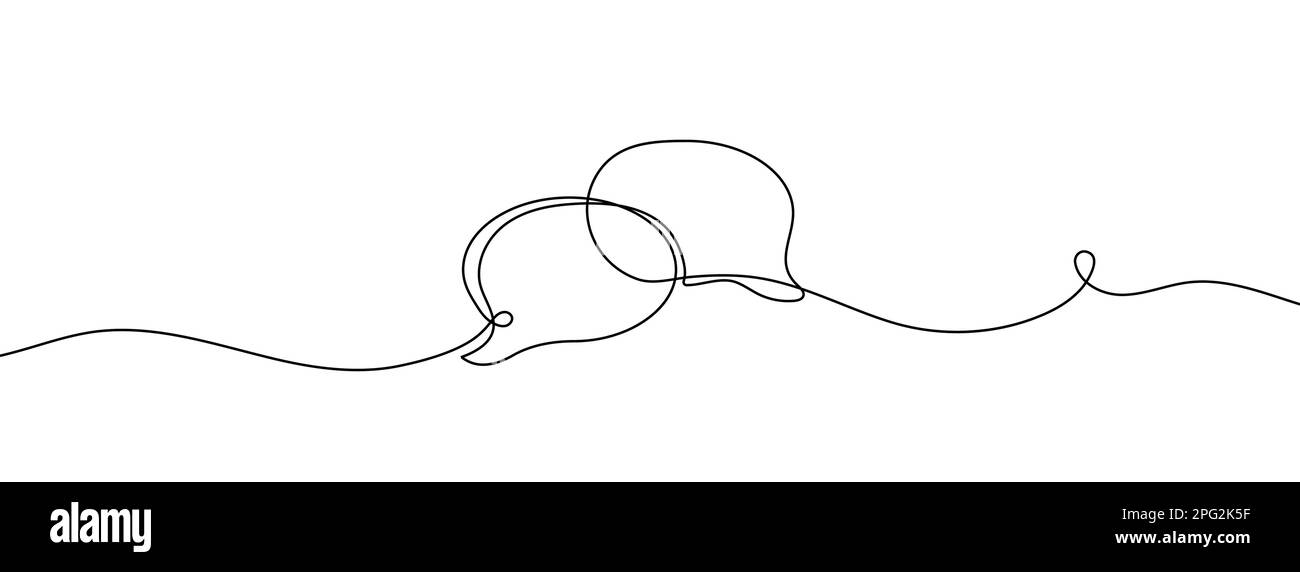 Continuous line drawing. Speech bubbles isolated on white background ...