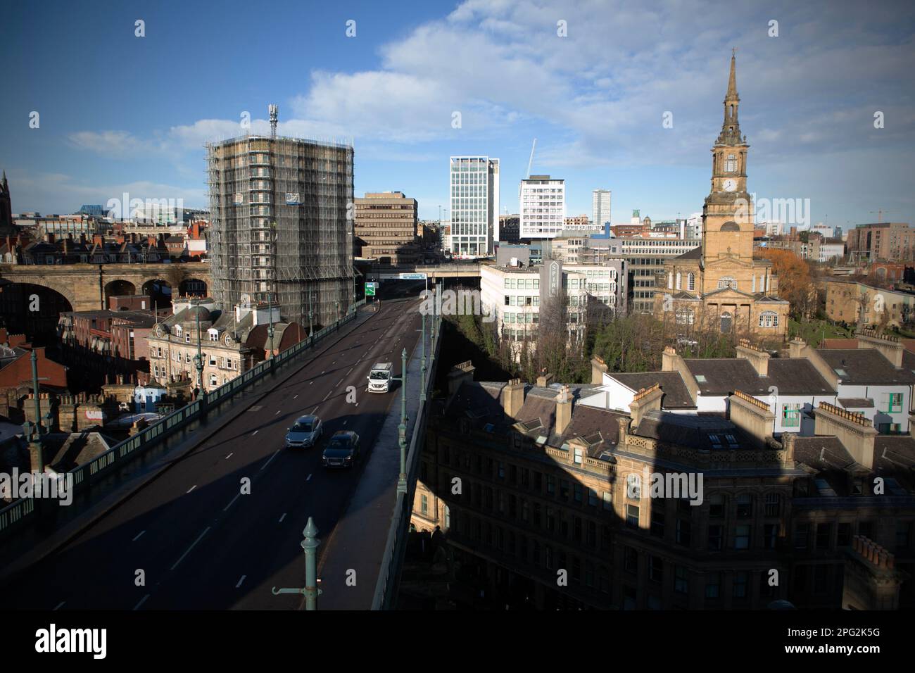 The view of Newcastle city centre from the top of the North tower of ...