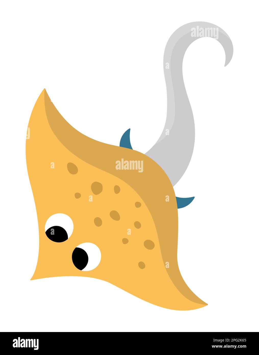 Vector stingray icon. Under the sea illustration with cute funny ray ...