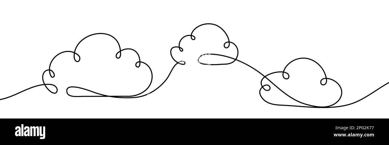 Continuous one line drawing. Cloud on white background. Vector ...