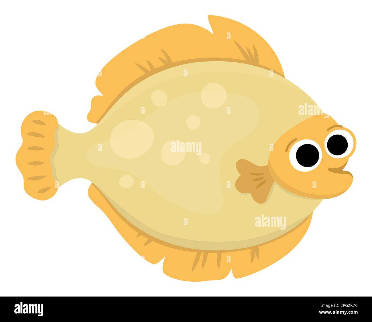 Vector flounder icon. Under the sea illustration with cute funny flat ...