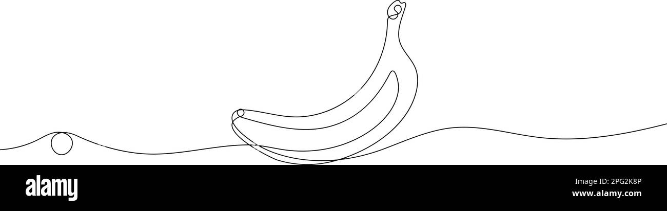 Banana Line Art Drawing. Continuous Line Drawing of Banana. Vector ...