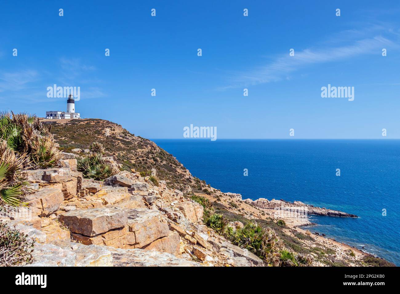 High Cliff View with Lighthouse in El Haouaria, Tunisia. Noth Africa ...