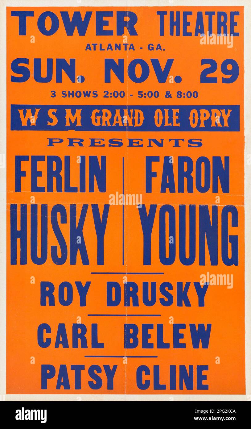 WSM Grand Ole Opry - Patsy Cline 1959 Concert Poster, Bottom-Billed ...