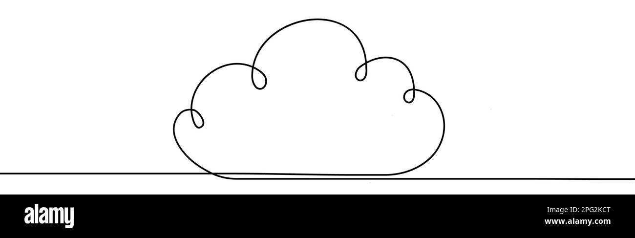 Continuous one line drawing. Cloud on white background. Vector ...