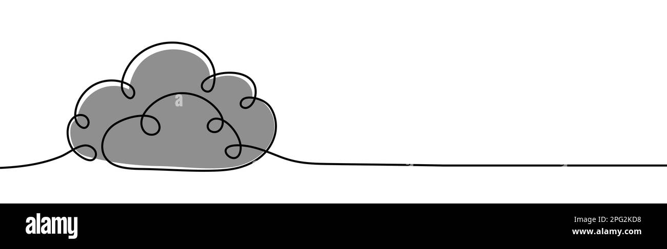 Continuous one line drawing. Cloud on white background. Vector ...