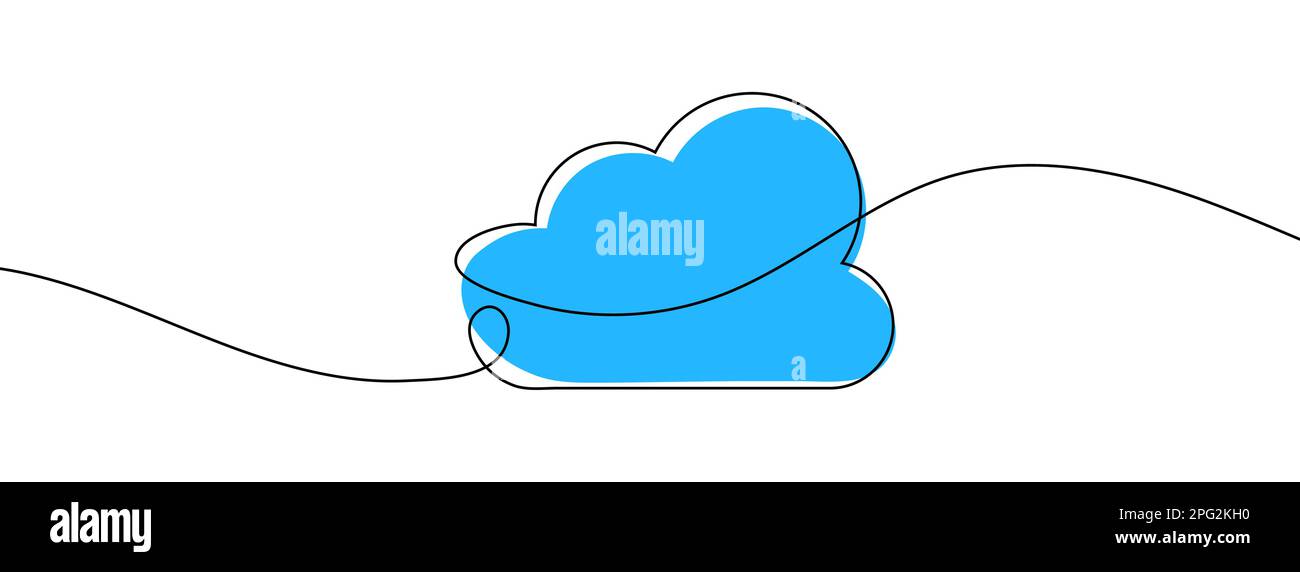 Continuous one line drawing. Cloud on white background. Vector ...