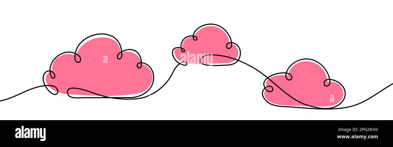 Continuous one line drawing. Cloud on white background. Vector ...