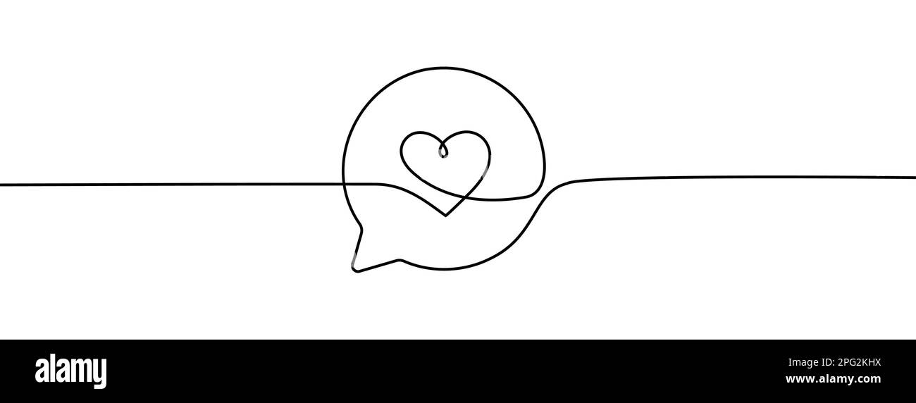 Continuous line speech bubbles drawing.Simple one line bubble chat with ...