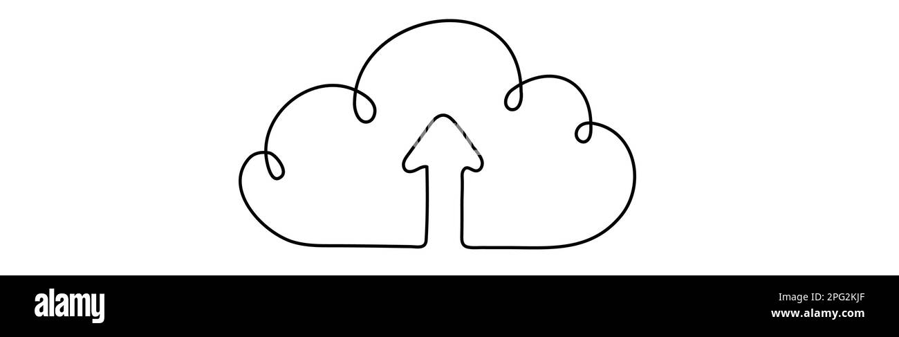 Upload sign. One continuous line vector illustration Stock Vector Image ...