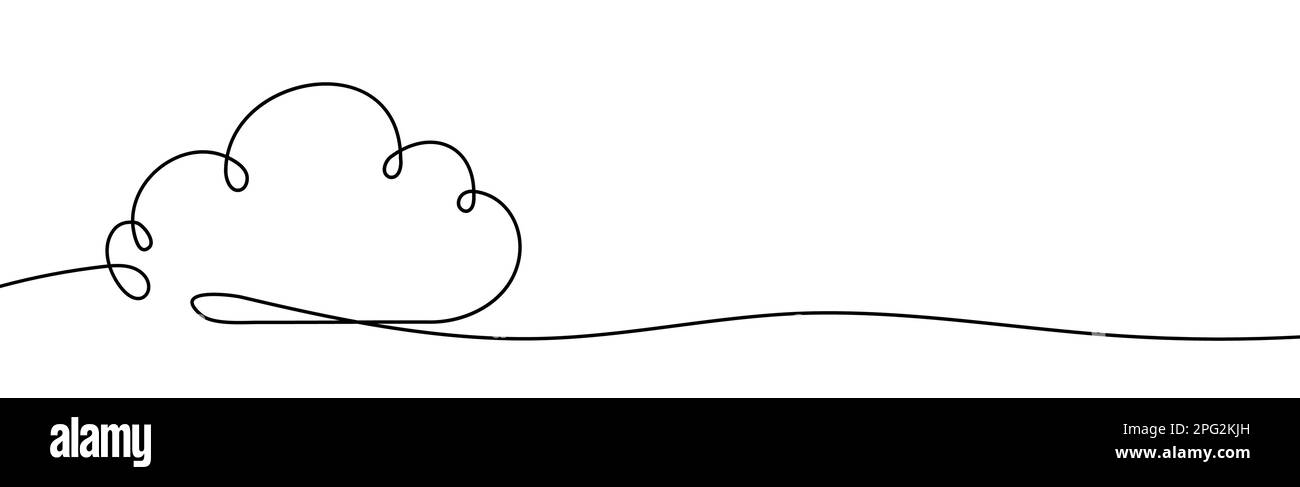 Continuous one line drawing. Cloud on white background. Vector ...