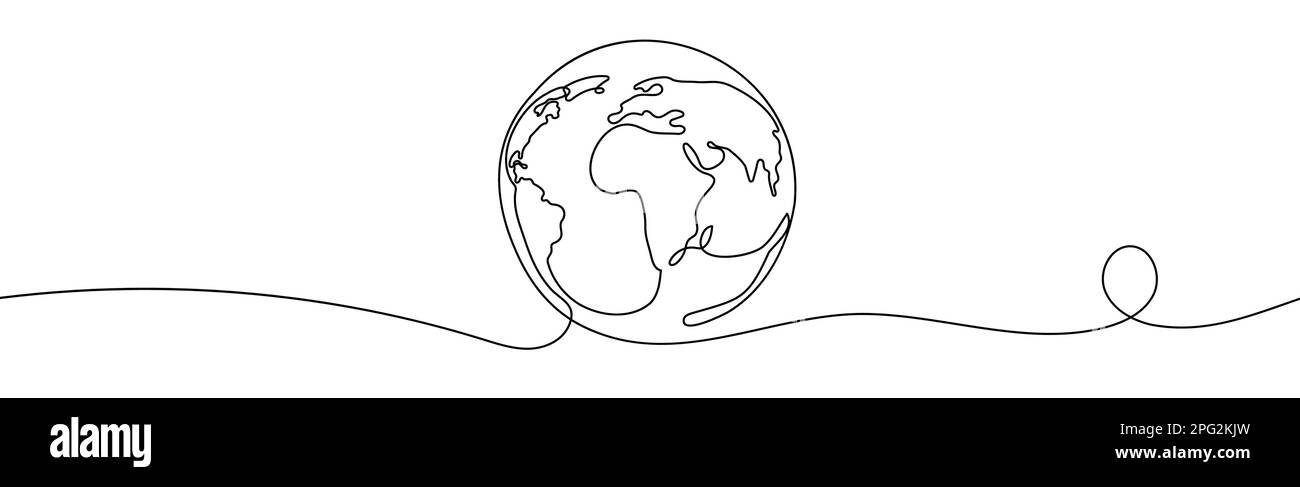 One line style world. Simple modern minimalism continuous earth vector ...