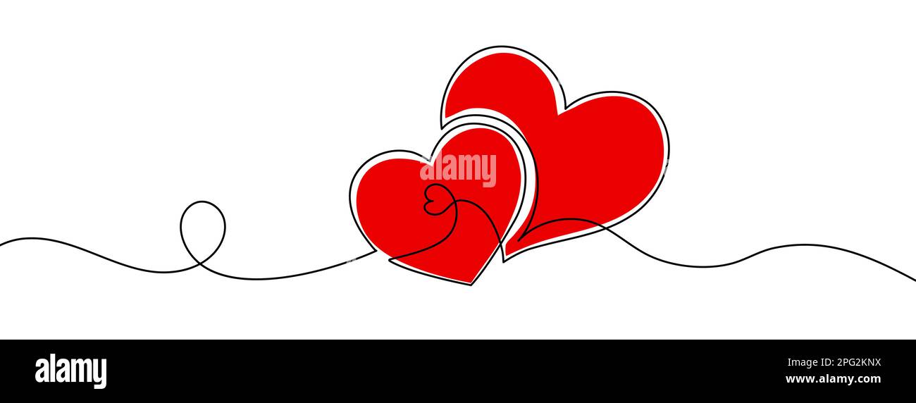 Heart. Abstract love symbol. Continuous line art drawing vector ...