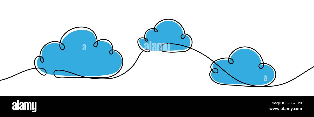 Continuous one line drawing. Cloud on white background. Vector ...