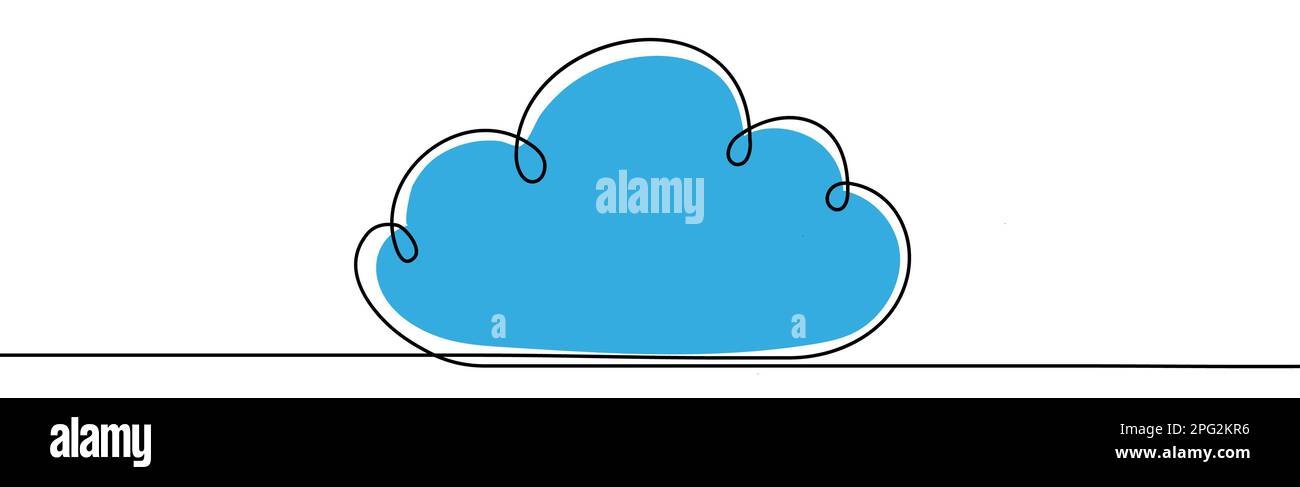 Continuous one line drawing. Cloud on white background. Vector ...