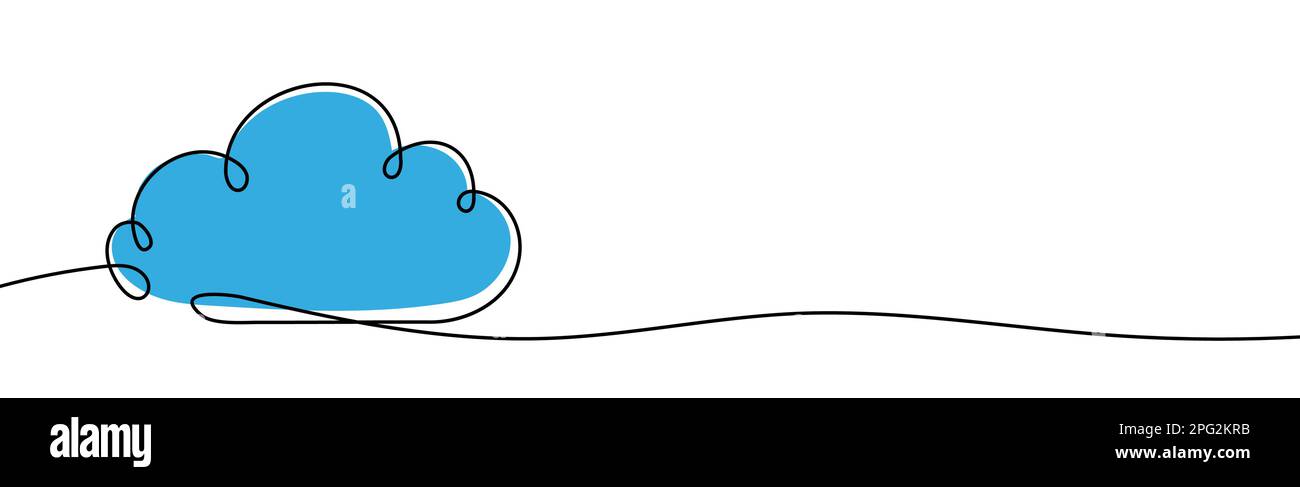 Continuous one line drawing. Cloud on white background. Vector ...