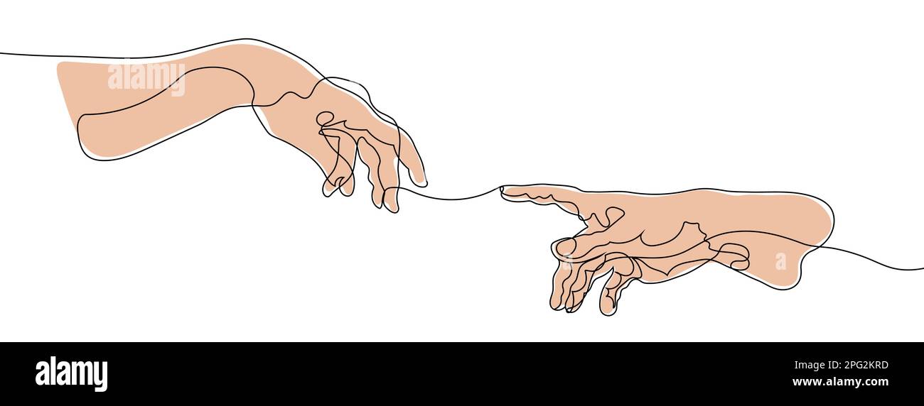 Two hands reaching out. One continuous line vector illustration Stock ...