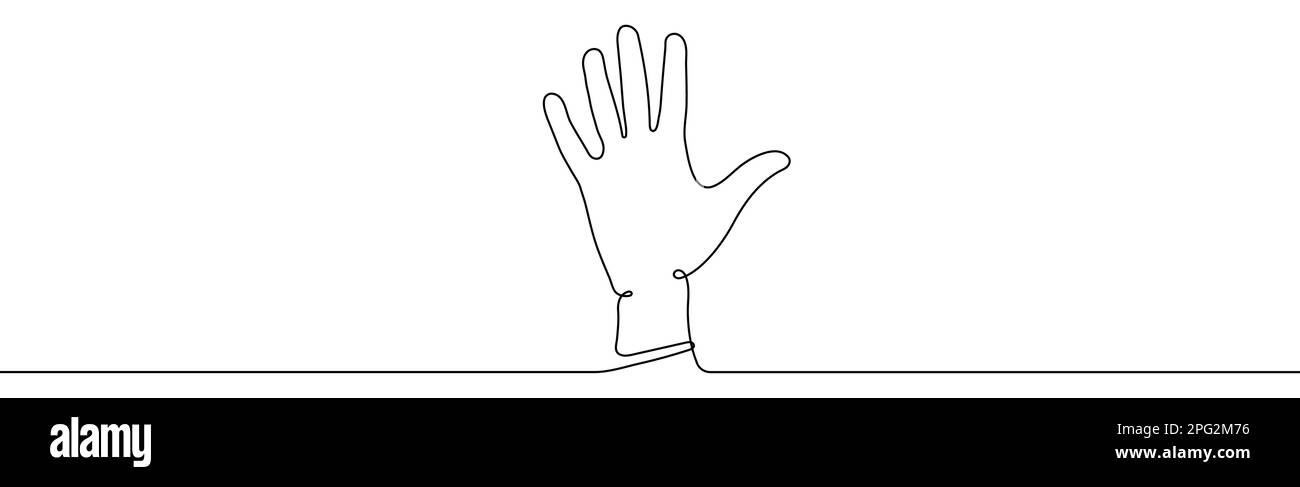 Hand Line Art Drawing. Continuous Line Drawing of hand. Vector ...