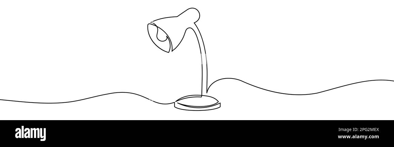 Continuous one line drawing. Lamp on the table. Vector illustration ...