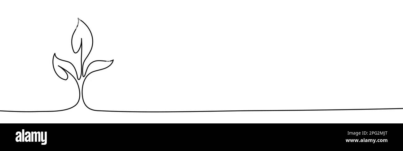 Single continuous line art growing sprout. One line plant vector illustration Stock Vector Image ...