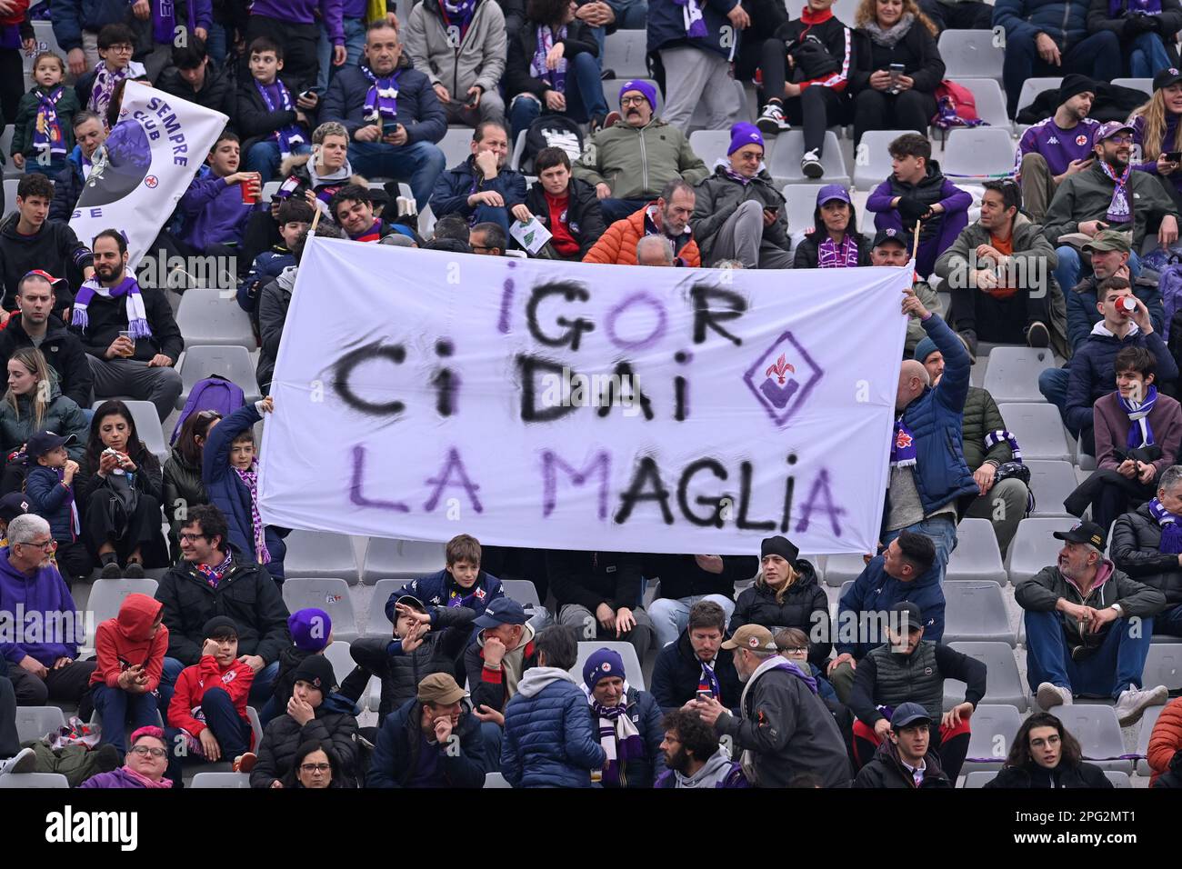 Artemio Franchi stadium, Florence, Italy, March 19, 2023, Fans of ACF ...
