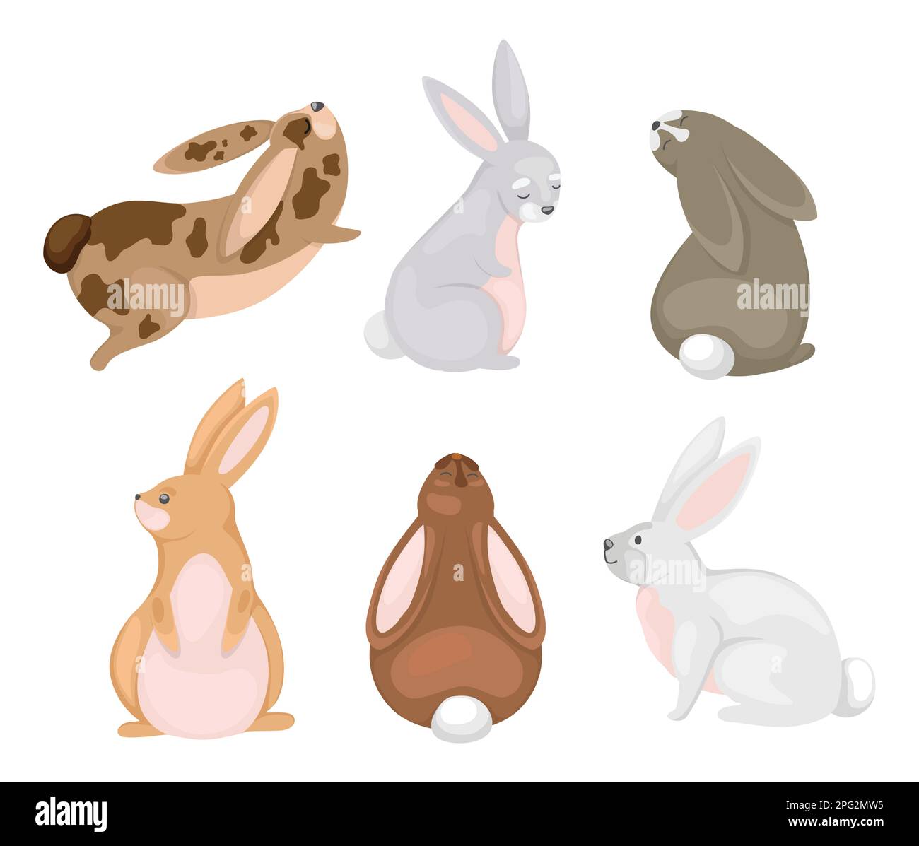 Set of cute rabbits in cartoon style Stock Vector Image & Art - Alamy
