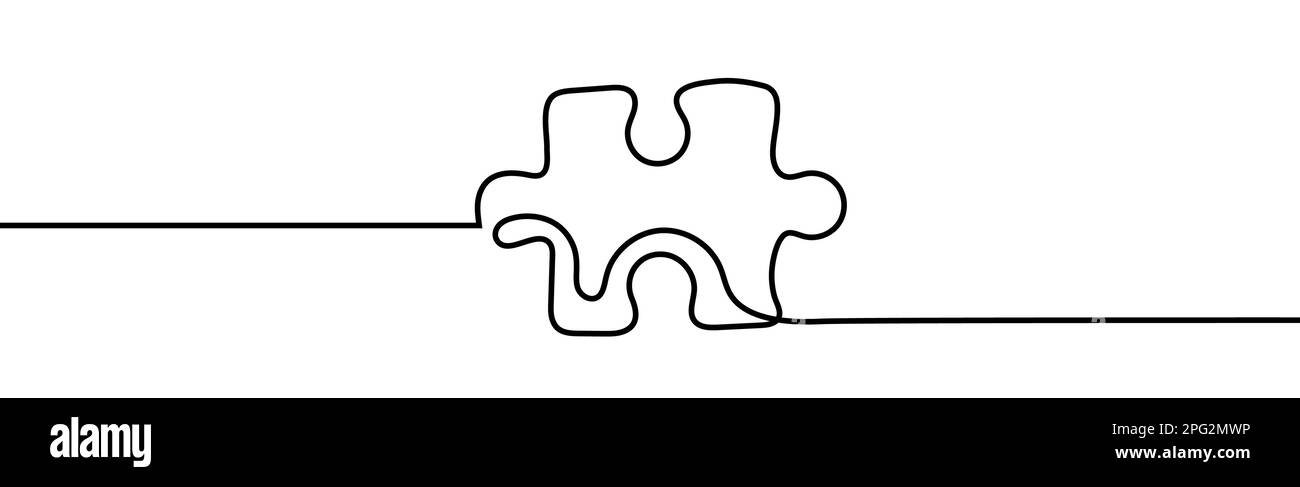 Continuous one line drawing of puzzle. One line vector illustration ...
