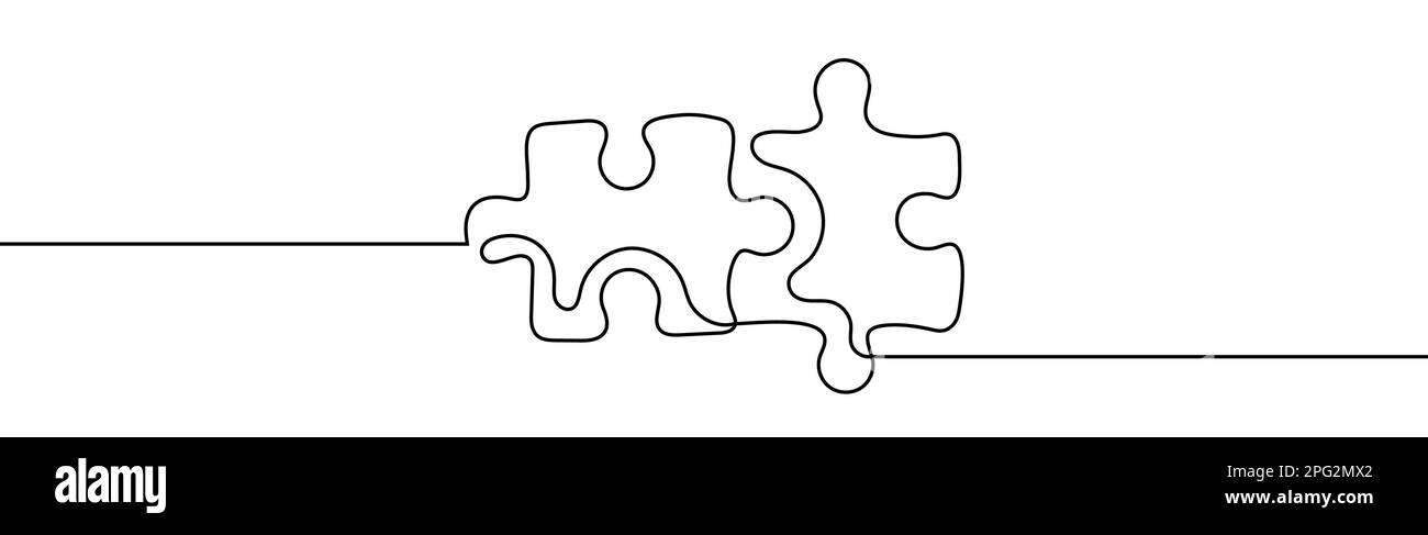 Continuous one line drawing of puzzle. One line vector illustration ...