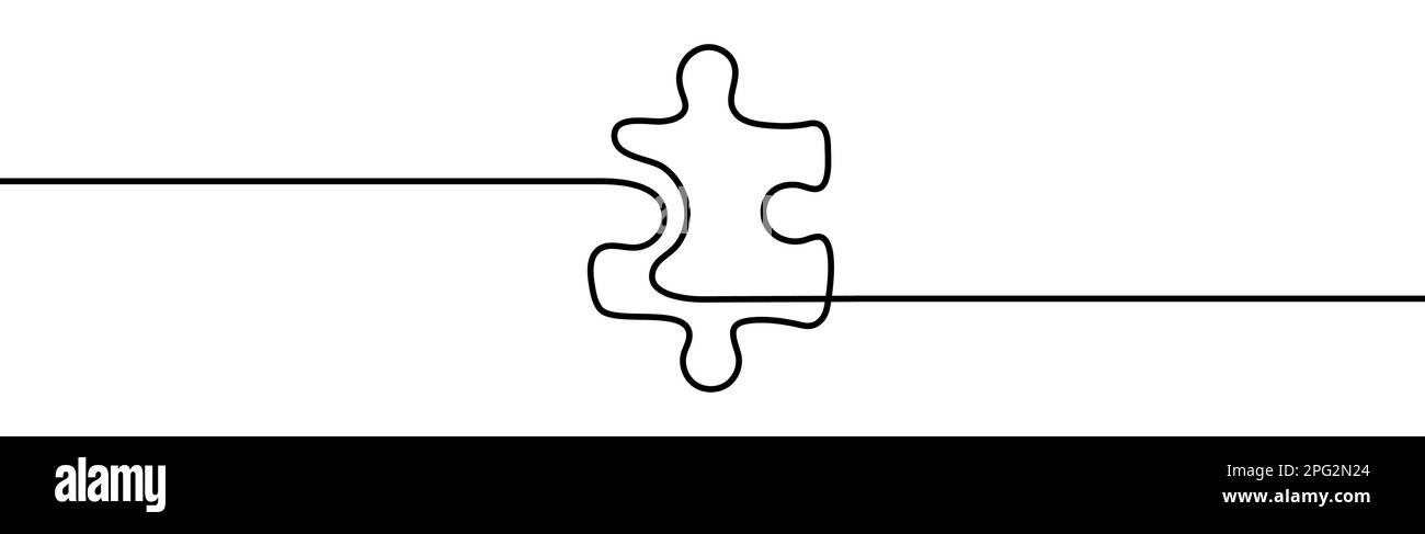 Continuous one line drawing of puzzle. One line vector illustration ...