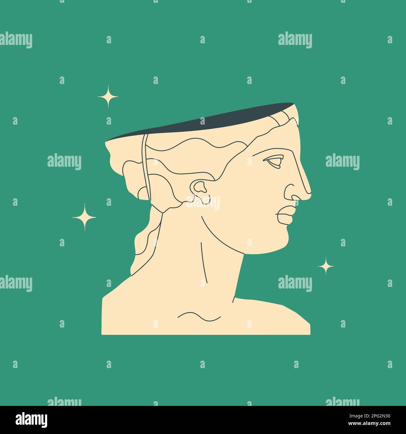 Fragment of an ancient Greek woman, goddess. Antique sculpture in a ...