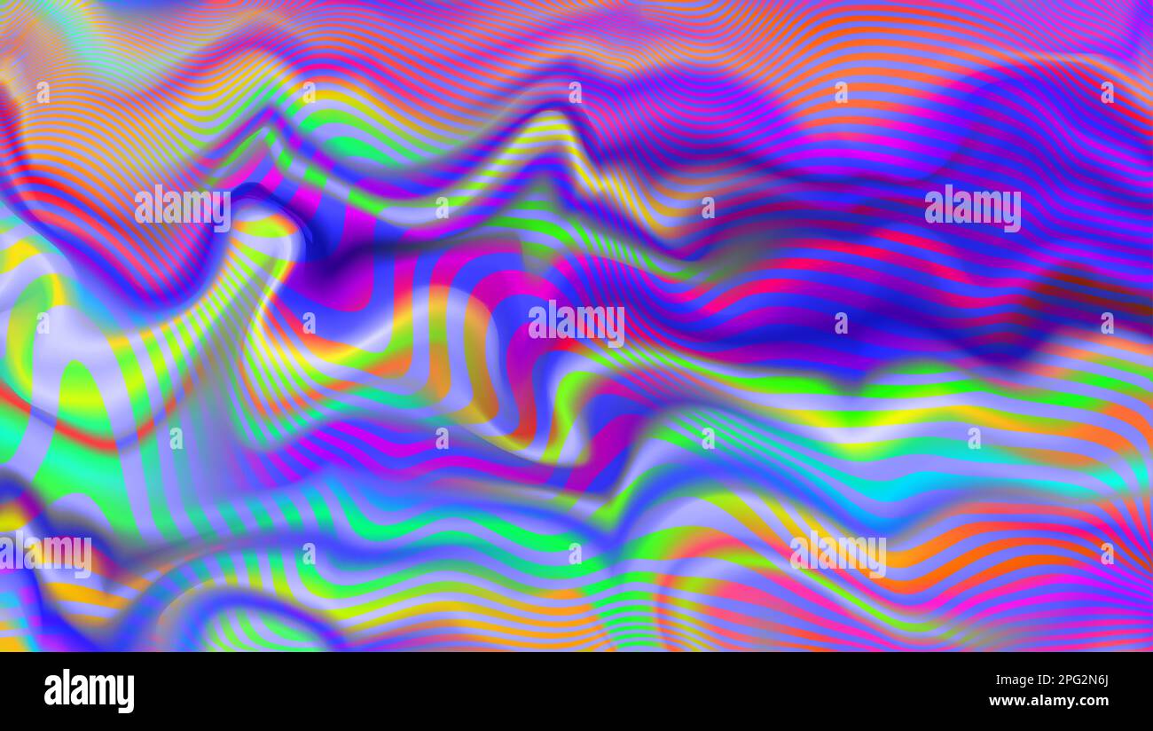 Trippy strip psychedelic pattern. Neon color wavy background Stock ...