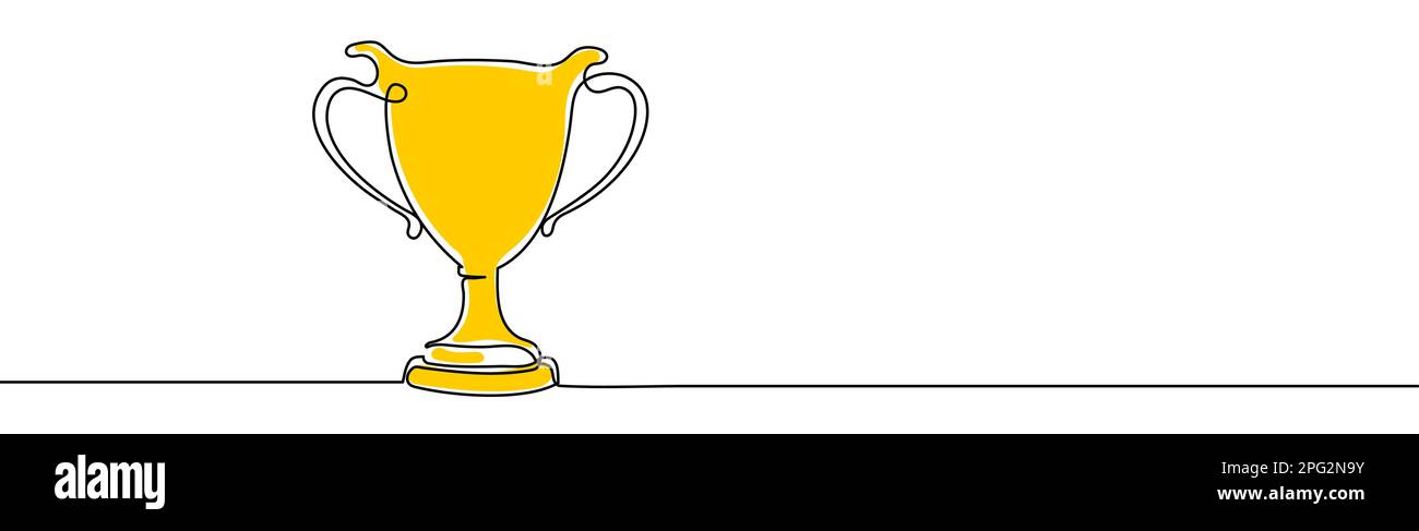 One line drawing of winner trophy minimalism object design vector ...