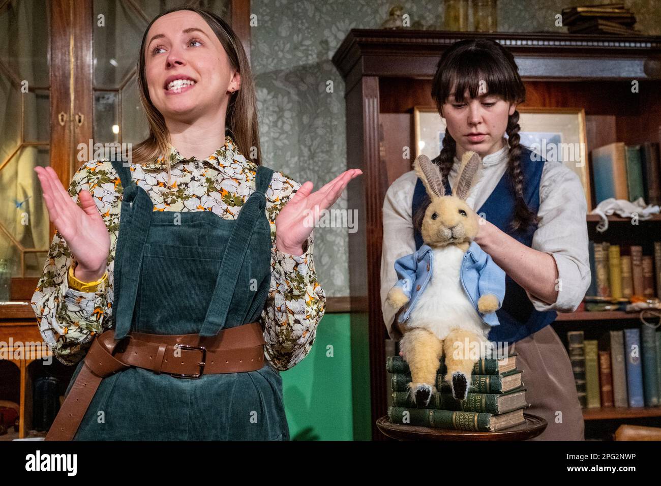 London, UK. 20 March 2023. (L) Sarah Cullum as Beatrix and Kate Rowsell ...
