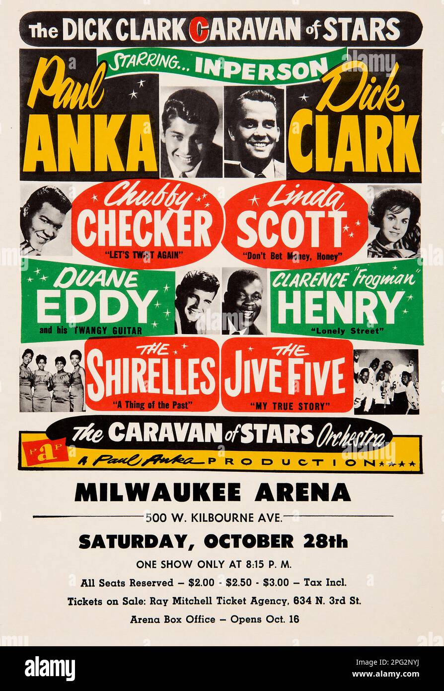 Dick Clark Caravan of Stars 1961 Concert Handbill feat Paul Anka, Dick ...