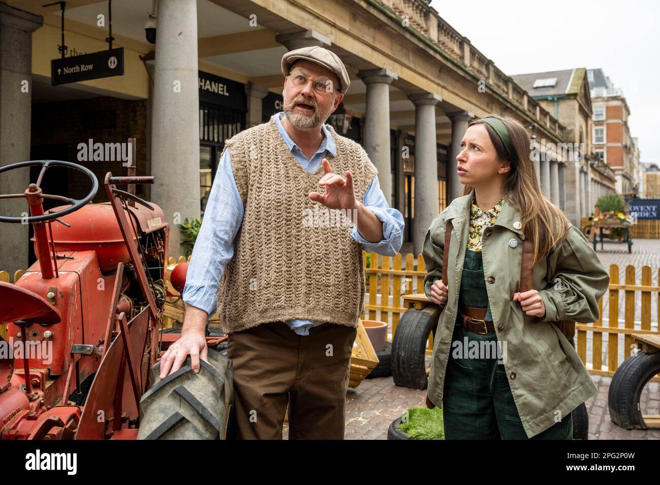 London, UK. 20 March 2023. (L) Dickon Tyrell as Mr McGregor and Sarah ...