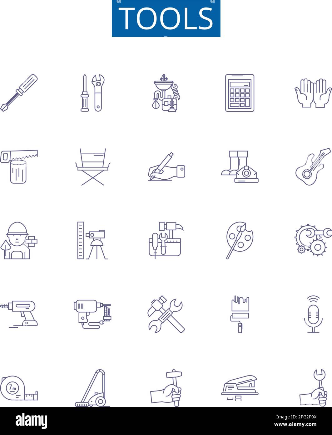 Tools line icons signs set. Design collection of Spanner, Wrench ...