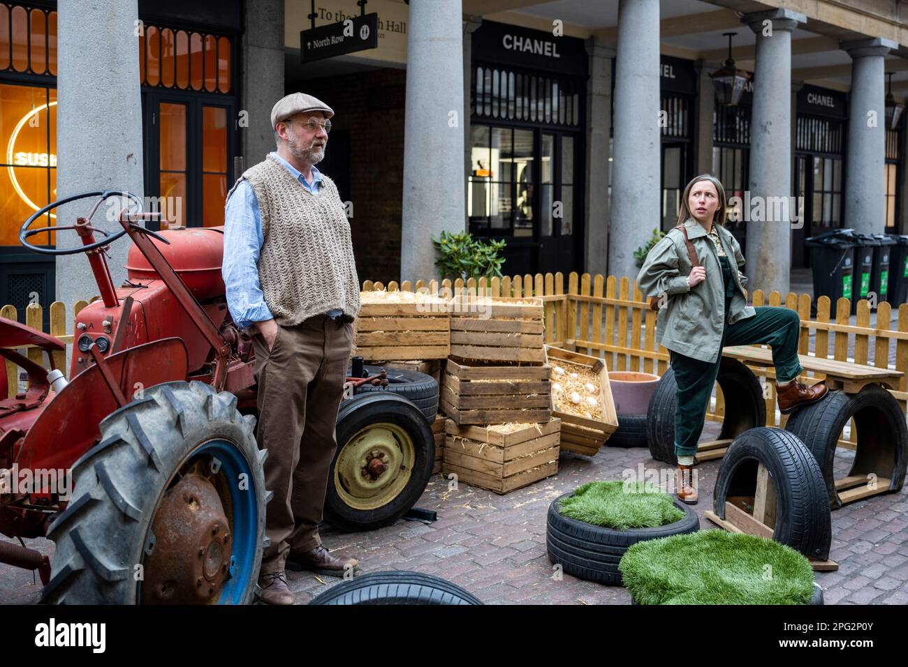 London, UK. 20 March 2023. (L) Dickon Tyrell as Mr McGregor and Sarah ...