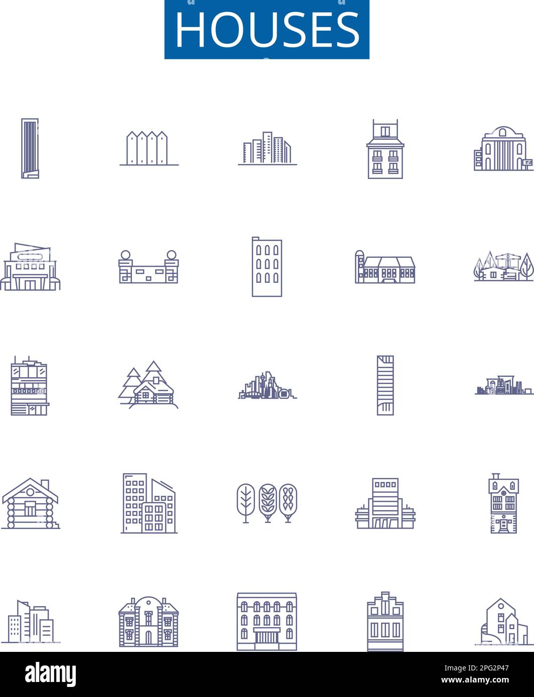 Houses line icons signs set. Design collection of Home, Abode, Mansion ...