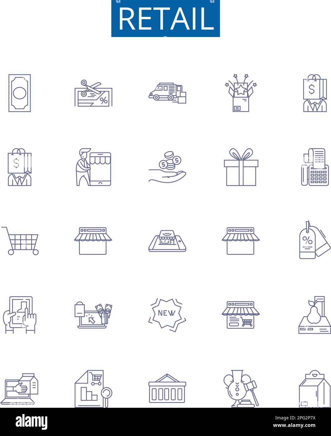 Retail line icons signs set. Design collection of Shopping ...