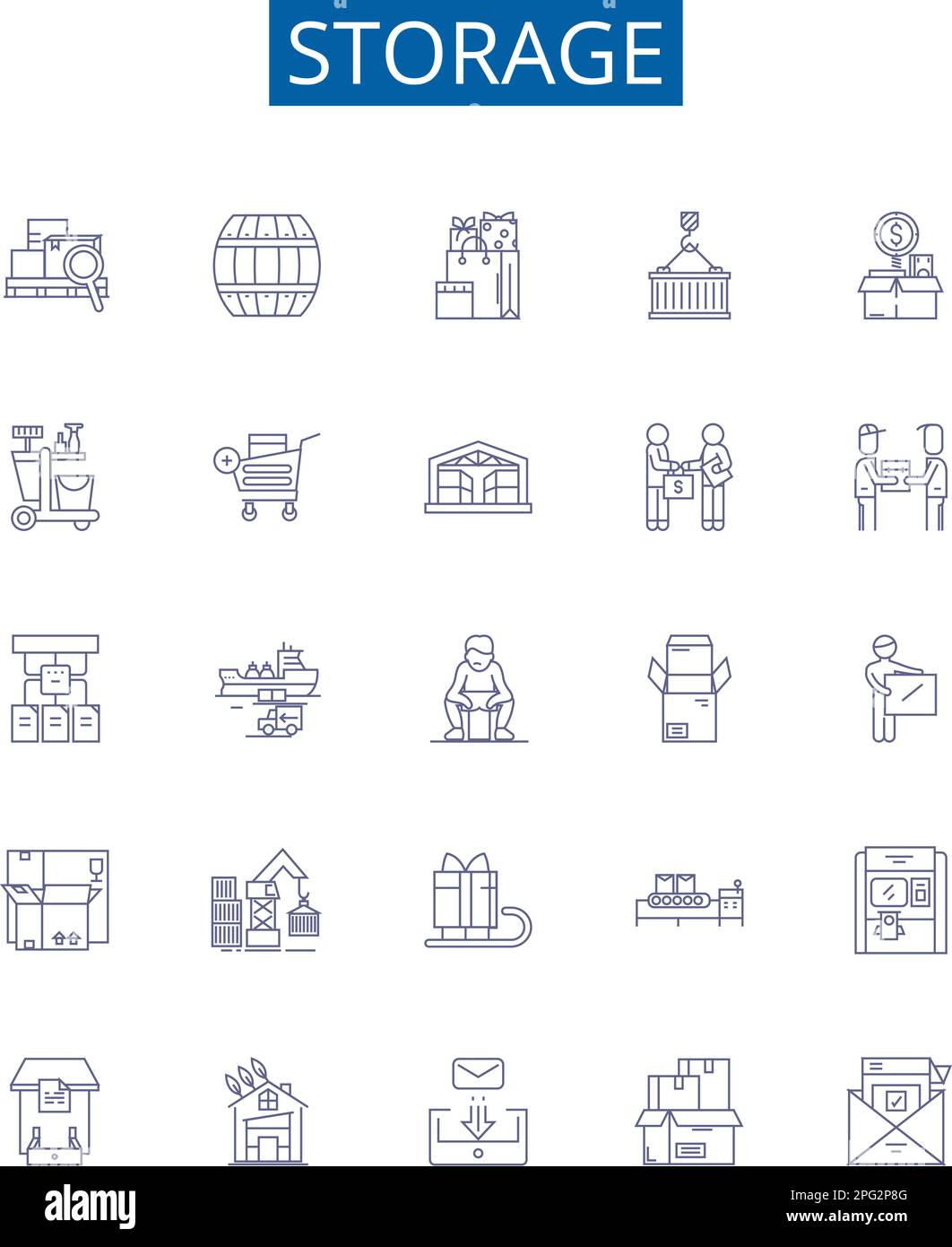 Storage Line Icons Signs Set Design Collection Of Storage Preservation Stocking Stockpiling