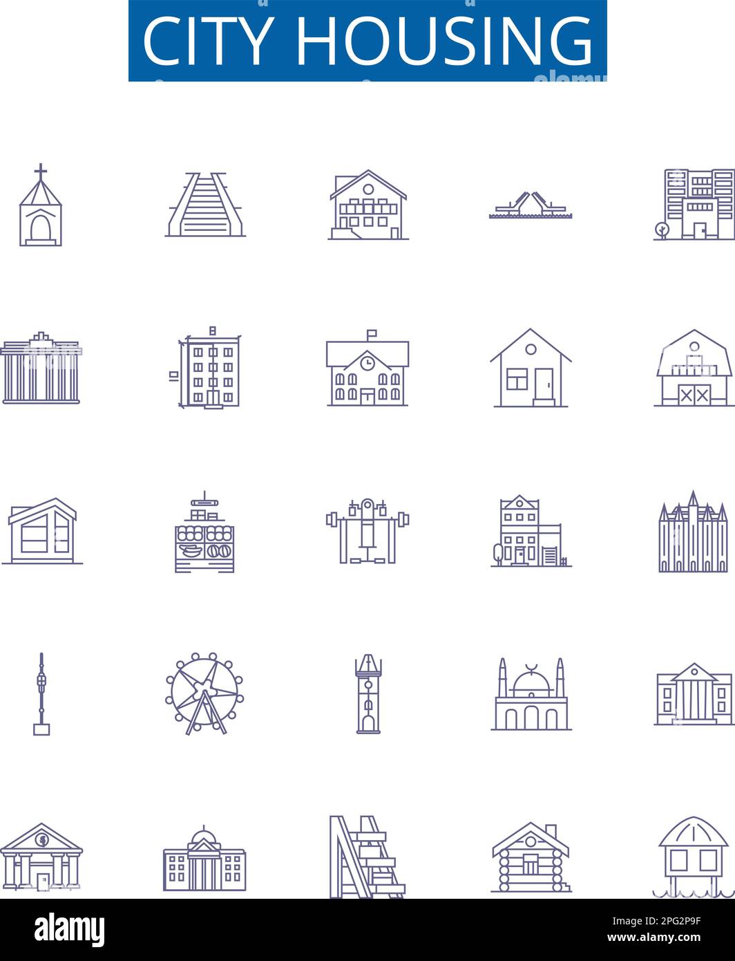 City housing line icons signs set. Design collection of Urban ...