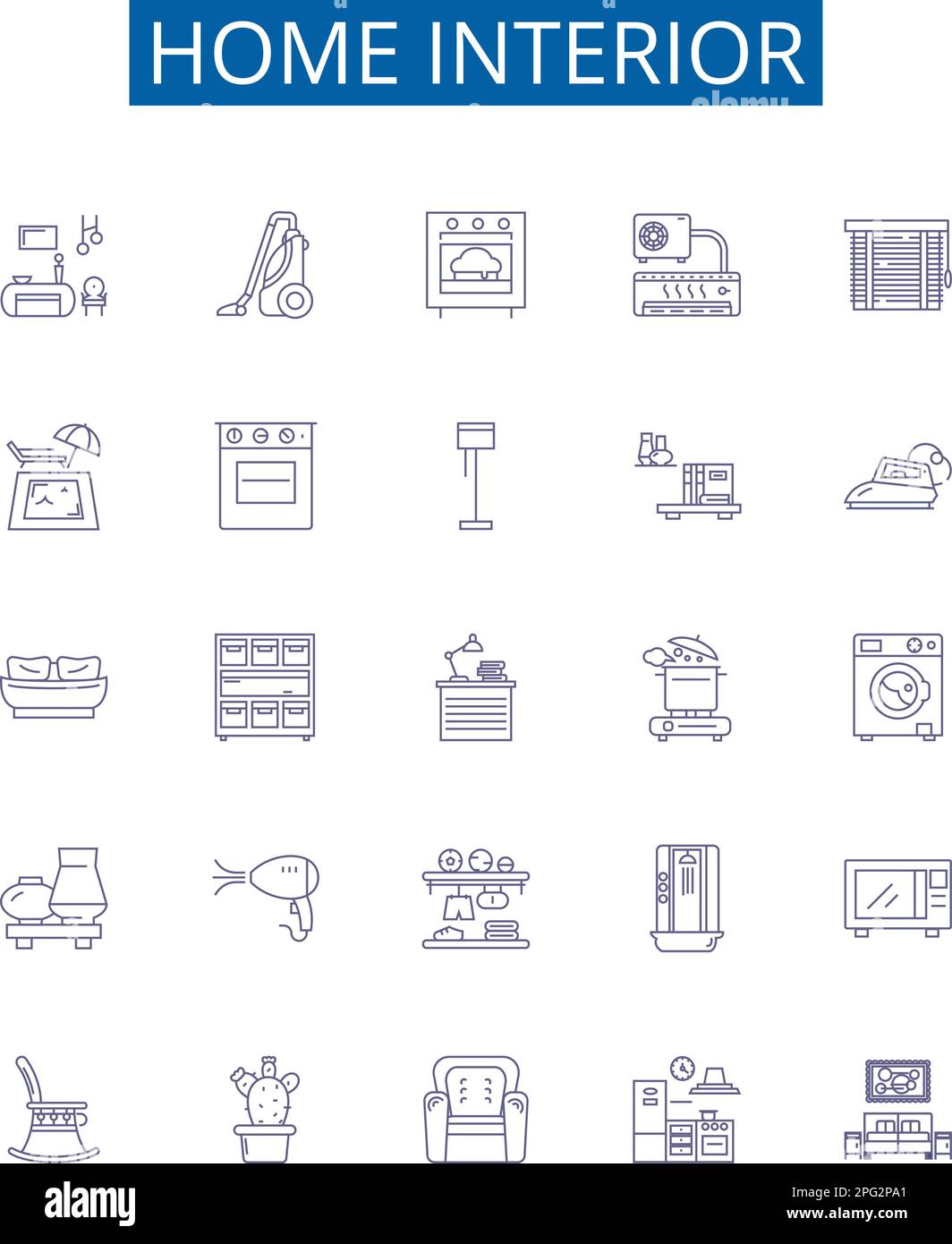 Home interior line icons signs set. Design collection of Decor ...