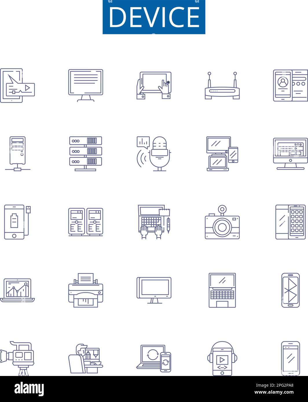 Device line icons signs set. Design collection of Device, Gadget, Tool ...