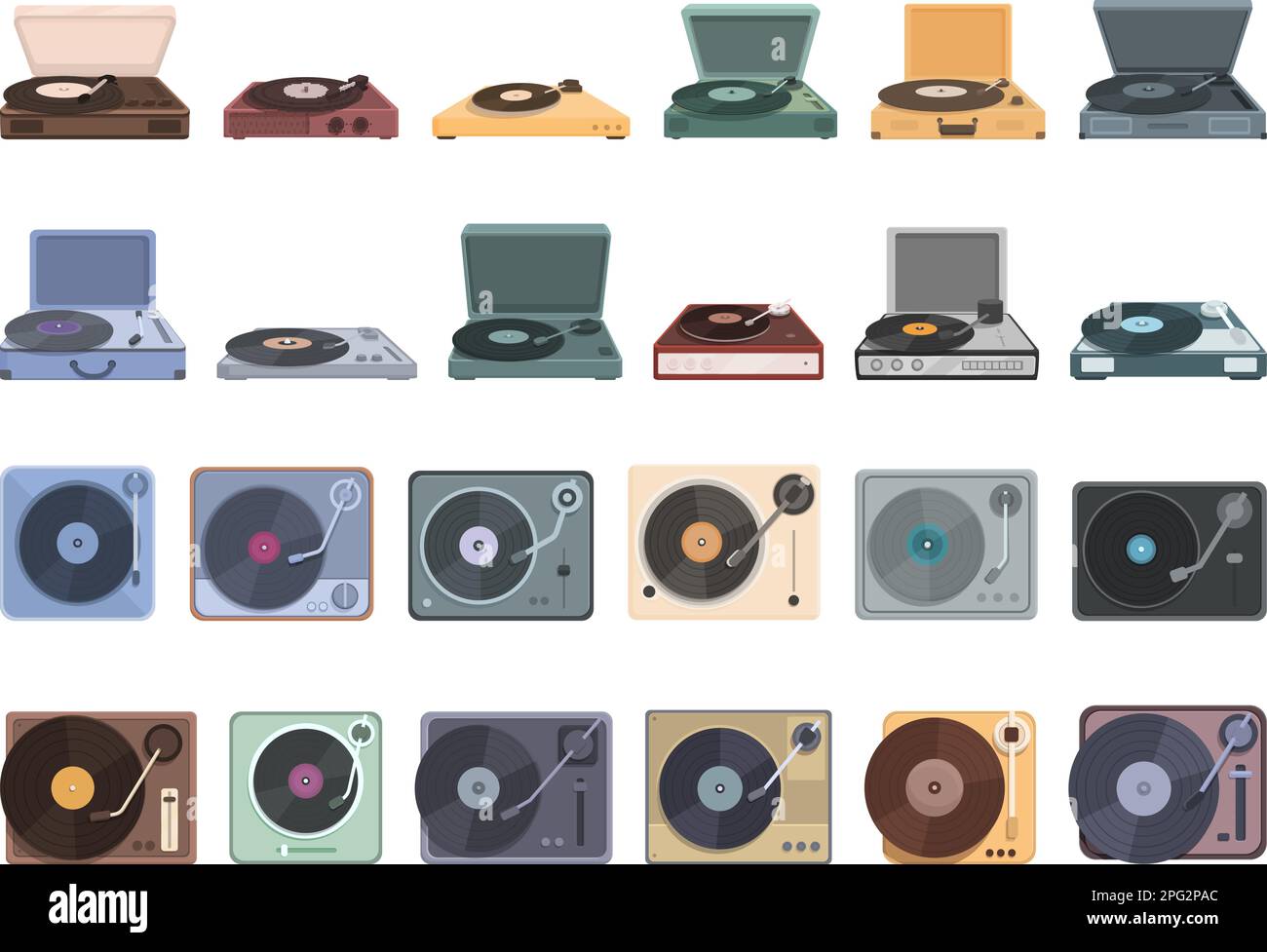 Vinyl player icons set cartoon vector. Turntable music. Record old ...